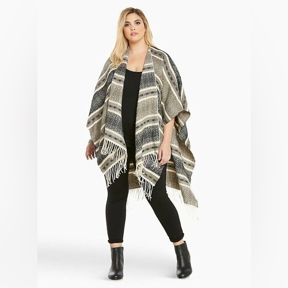 torrid | Sweaters | Torrid Ruana Wrap Cardigan Mixed Print Open Front ...